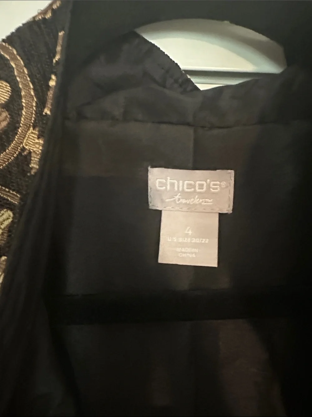 Chico's | Jackets & Coats | Chicos Black And Gold Paisley Openfront ...